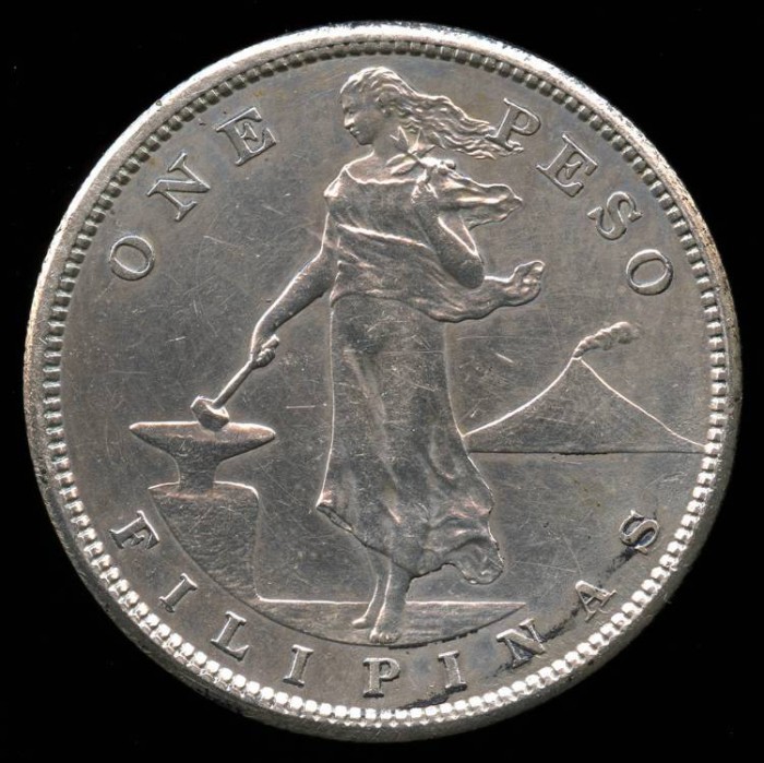 1907 S Philippines 1 Peso AU | Asian and Middle Eastern Coins