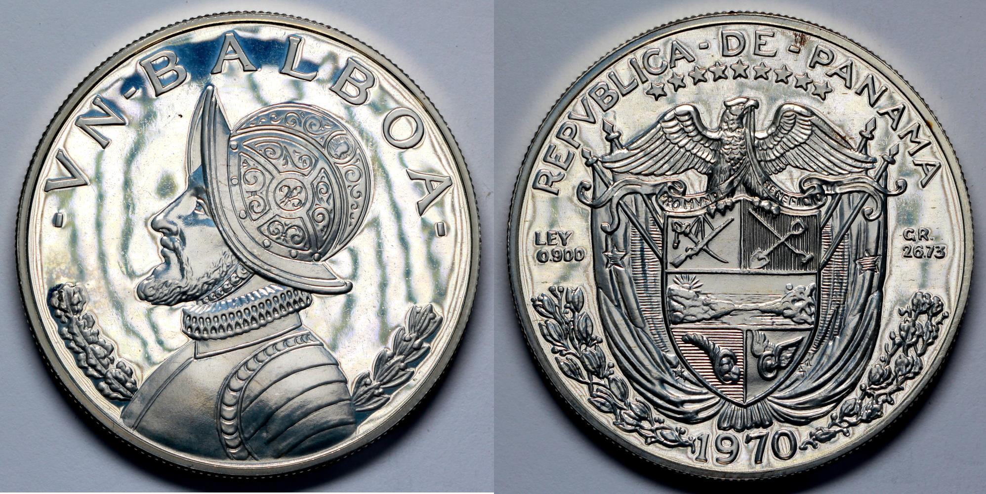 1970 Panama 1 Balboa - Vasco Nunez de Balboa - Proof Silver (Only ...