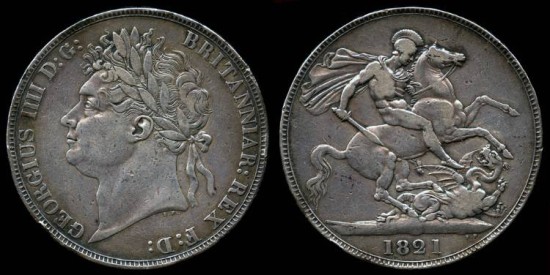 1821 Great Britain Crown - George IIII - VF | European Coins