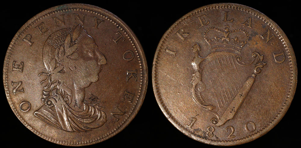 1820 Ireland (Dublin) 1 Penny Token - George III - VF | European Coins