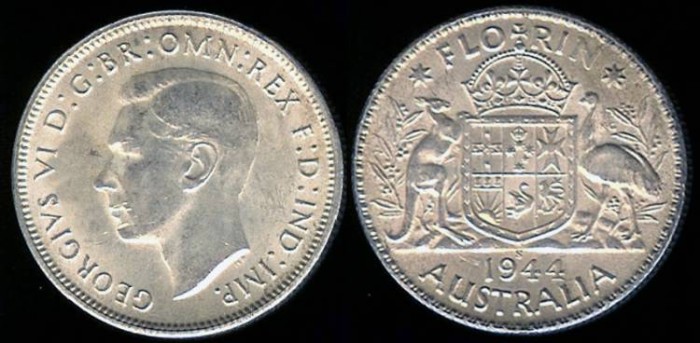 1944 S Australia Florin BU | Australian & Oceanian Coins