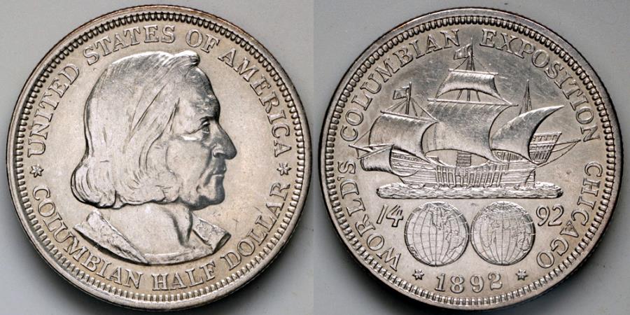1892 World's Columbian Exposition Commemorative Silver Half Dollar - AU
