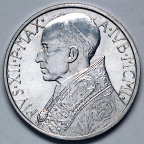 1950 Vatican 5 Lire - Pope Pius XII - Holy Year - BU (Only 50,000 pieces were struck)