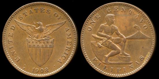 1908 S Philippines 1 Centavo AU | Asian and Middle Eastern Coins