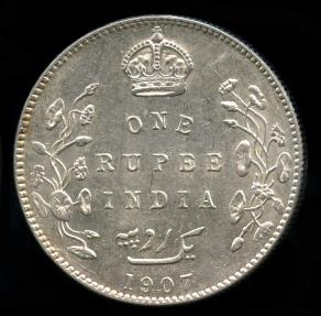 1907 C India (British) 1 Rupee AU | Asian and Middle Eastern Coins