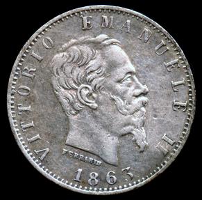 1863 M-BN Italy 20 Centesimi XF | European Coins
