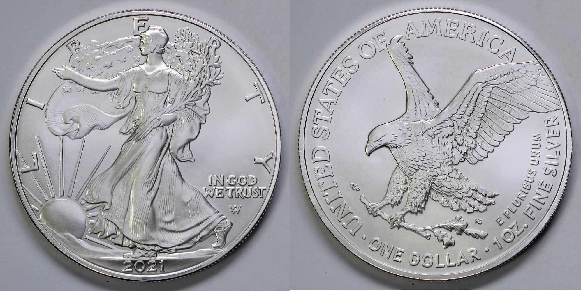 2021 American Silver Eagle (Type II) - Struck at West Point and San Francisco Mints (1 Full ...