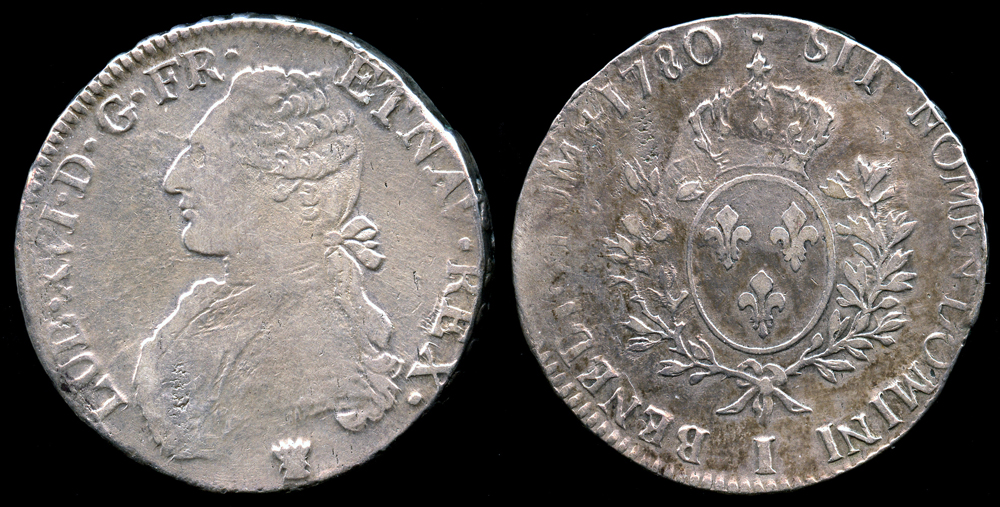 1780 I France 1 Ecu - Louis XVI - Limoges Mint - F | European Coins