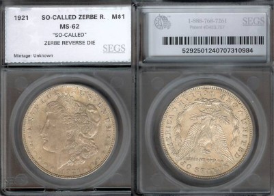 1921 Morgan Dollar (So-Called Zerbe Die) SEGS MS62 | Dollars