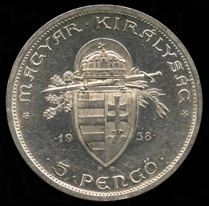 1938 Hungary 5 Pengo - 900th Anniversary - Death of St. Stephan ...
