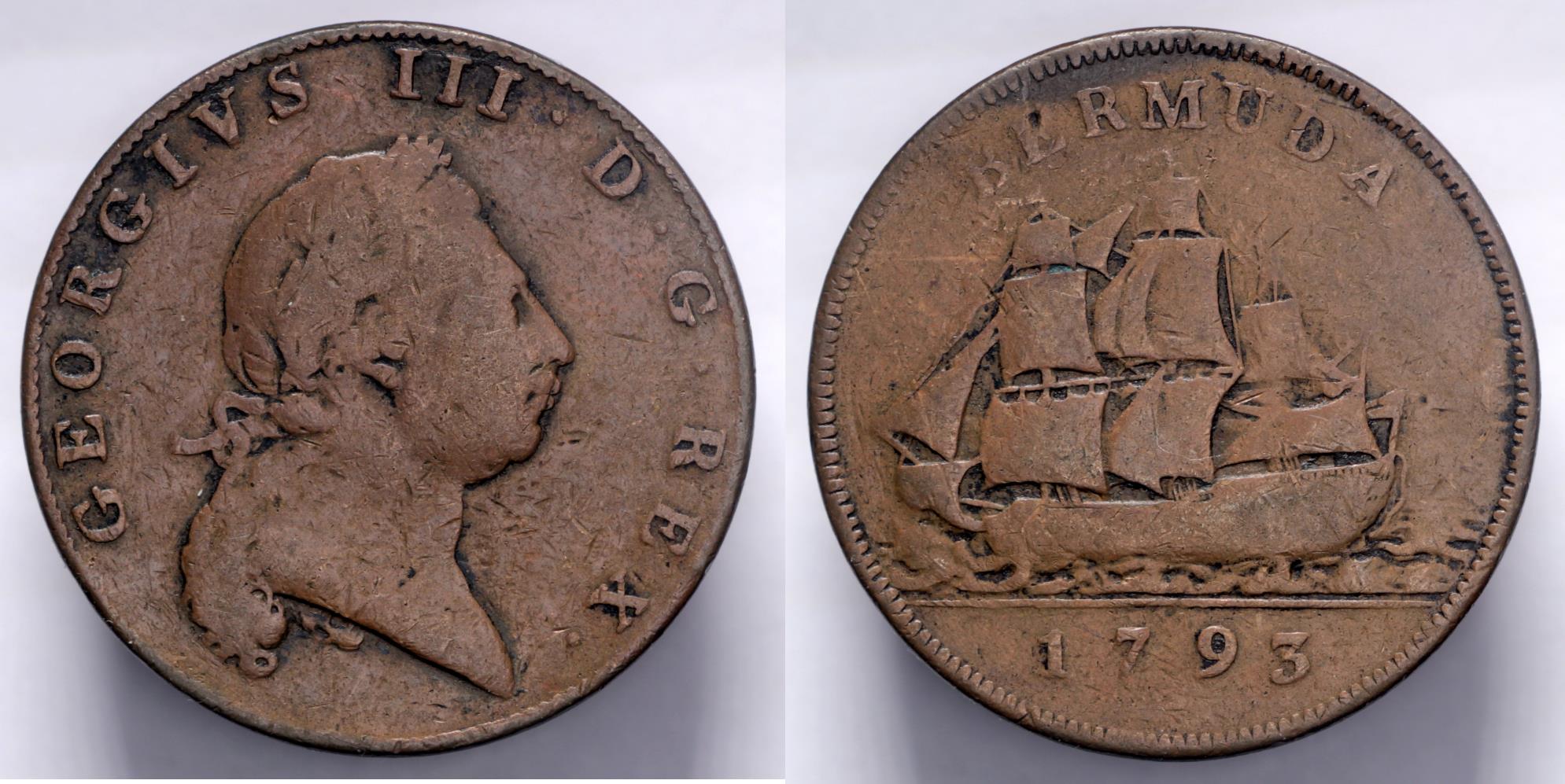 1793 Bermuda 1 Penny - George III - F | North & Central American and ...