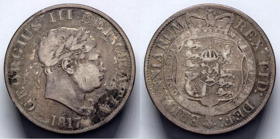 1817 Great Britain 1/2 Crown - George III - Small Head - VF Silver