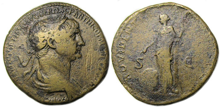 Trajan Ae Sestertius : Providentia | Roman Imperial Coins