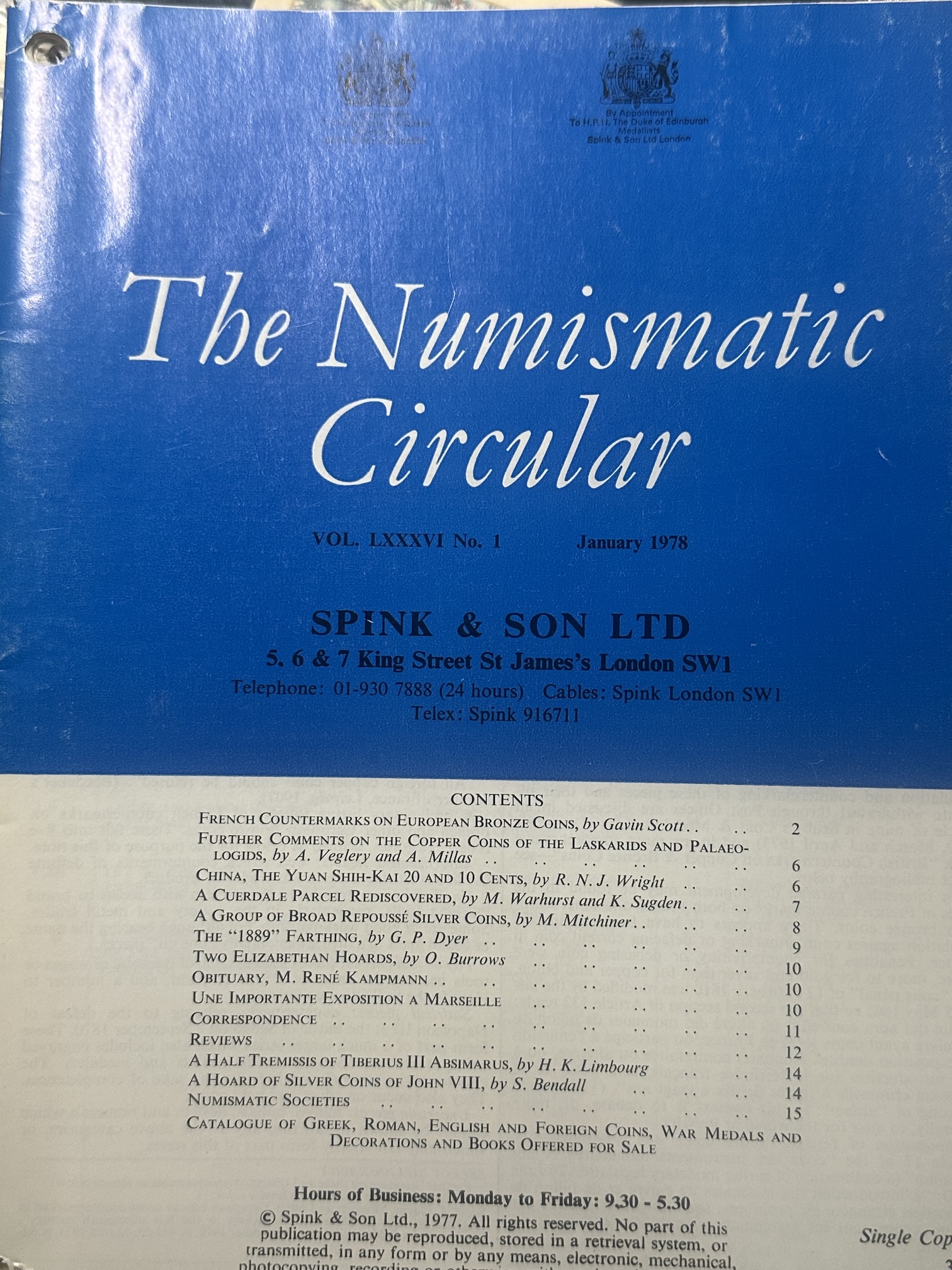 Spink & Son, LTD; Numismatic Circular Jan-Dec 1978 | Ancient Coin Books