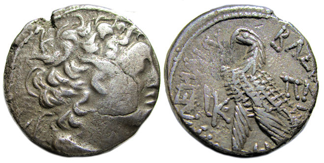 Ptolemy XII AR Tetradrachm : Head of Ptolemy I / Eagle on Thunderbolt