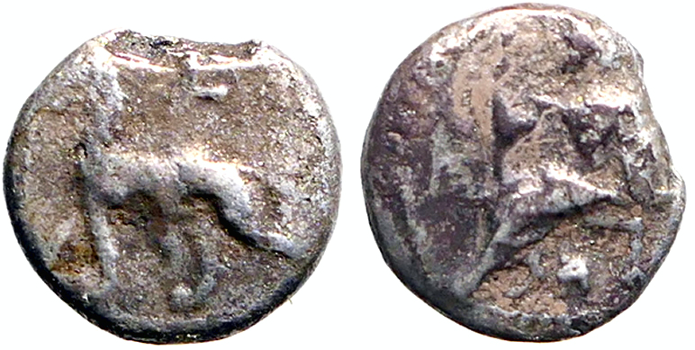 Cilicia, Tarsos AR7.5 Obol. Baaltars on throne / Lion advancing