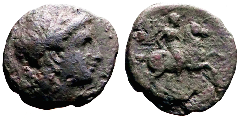 Ionia, Kolophon AE19 Apollo / Horseman w. lance | Greek Coins