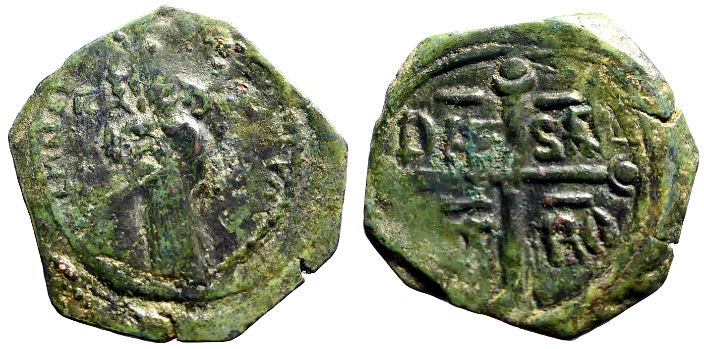 Crusaders, Roger of Salerno AE23 Christ / Cross | Byzantine Coins