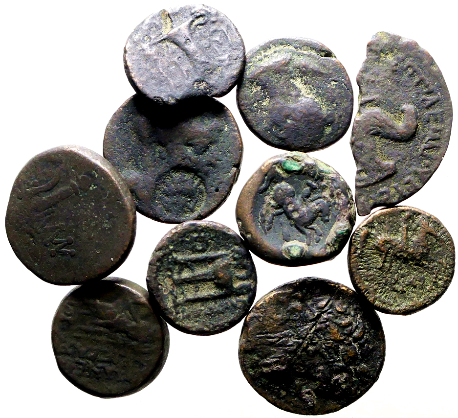 10 ancient AE coins mainly Greek | Lots & Collections