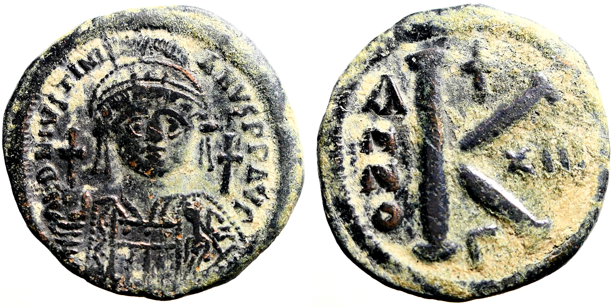 Justinian I AE31 1/2 Follis. Constantinople year 13 | Byzantine Coins
