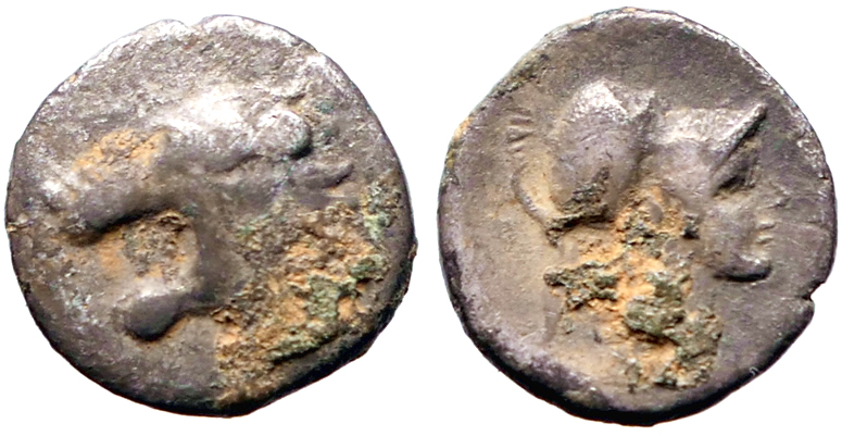 Pamphylia, Side AR10 Obol Athena / Lion | Greek Coins