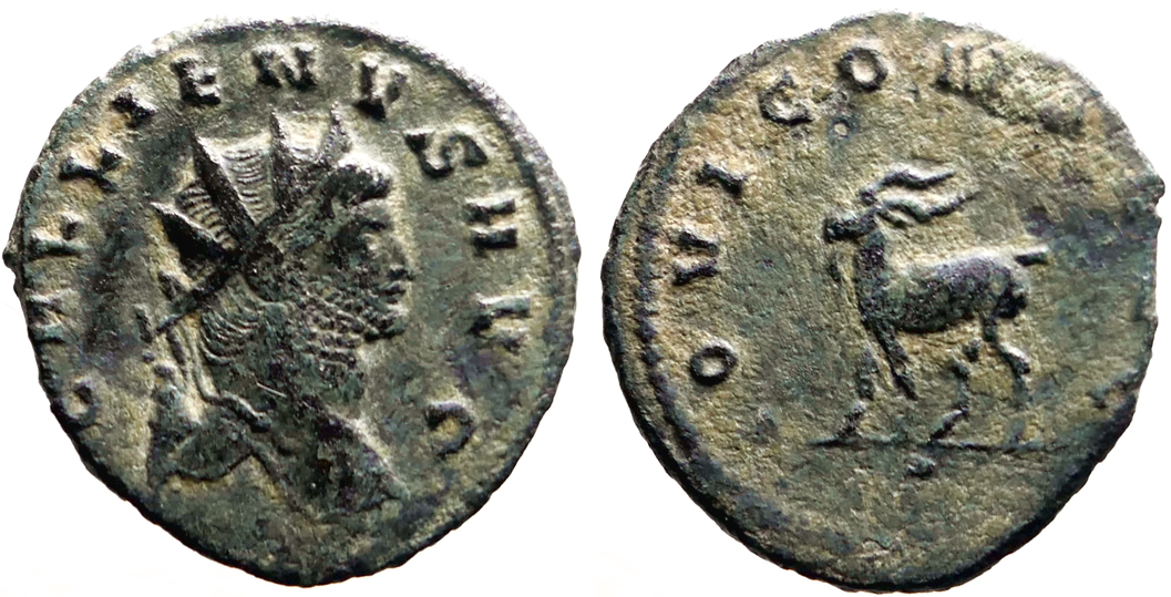 Gallienus AE21 Antoninianus. Goat walking left | Roman Imperial Coins