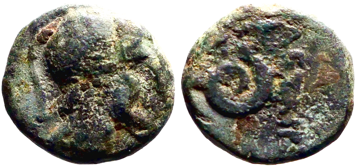 Mysia, Pergamon. King Philetairos AE13 Athena / Serpent rising