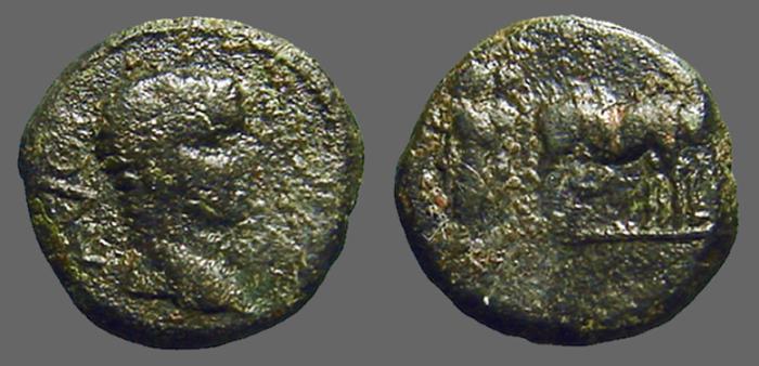 Augustus AE18 Philippi, Macedonia. Priests plowing w. oxen | Roman ...