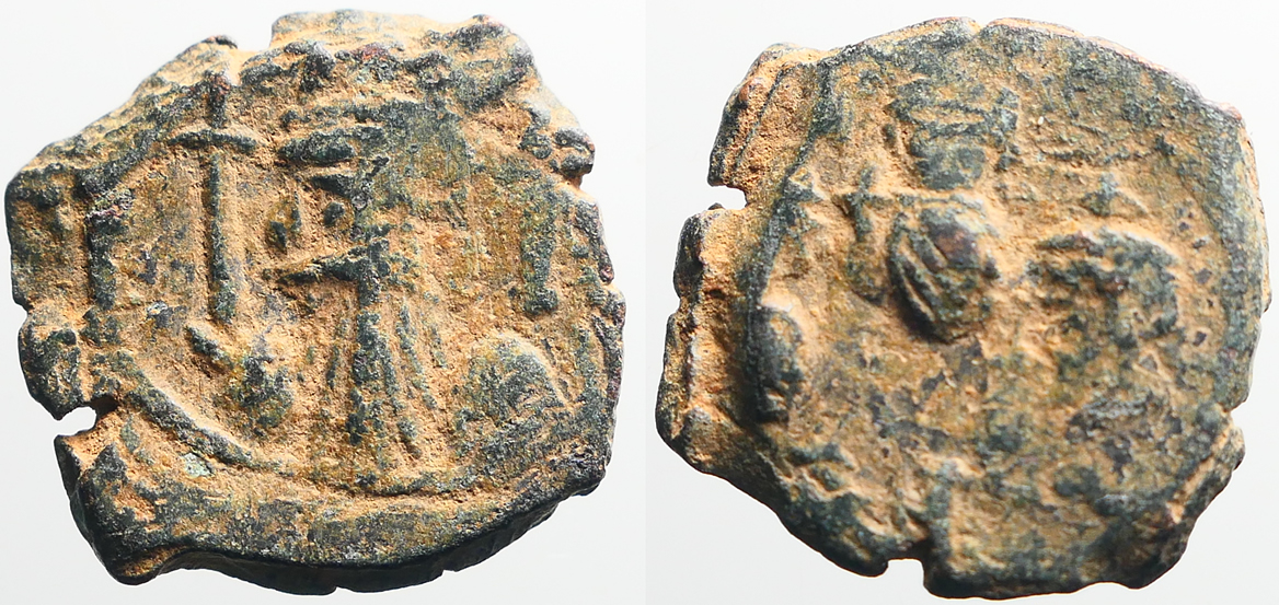 Constans II, Constantine IV, Heraclius & Tiberius AE20 Follis ...