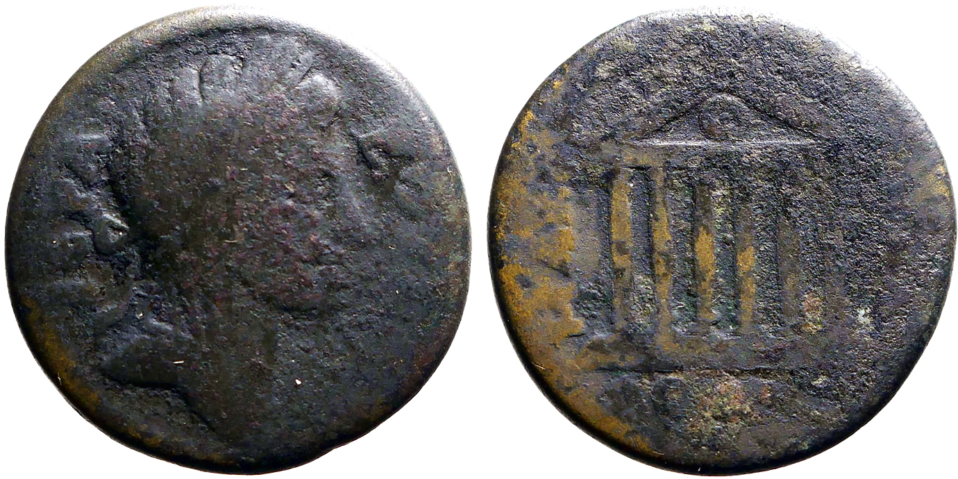 Phrygia, Docimeum AE25 veiled Boule / hexastyle Temple | Greek Coins