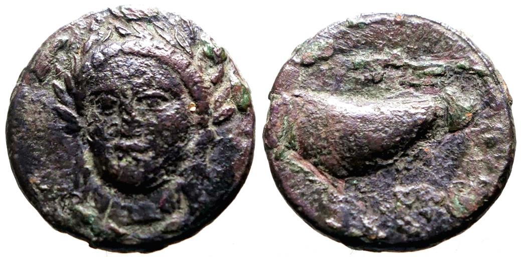 Aeolis, Grynion AE16 Facing Apollo / Mussel Shell | Greek Coins