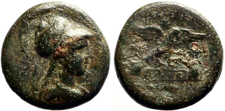 Phrygia, Apameia AE22 Athena / Eagle w. caps of Dioskuri | Greek Coins