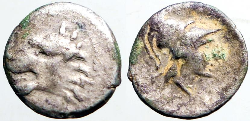 Pamphylia, Side AR10 Obol Athena / Lion | Greek Coins