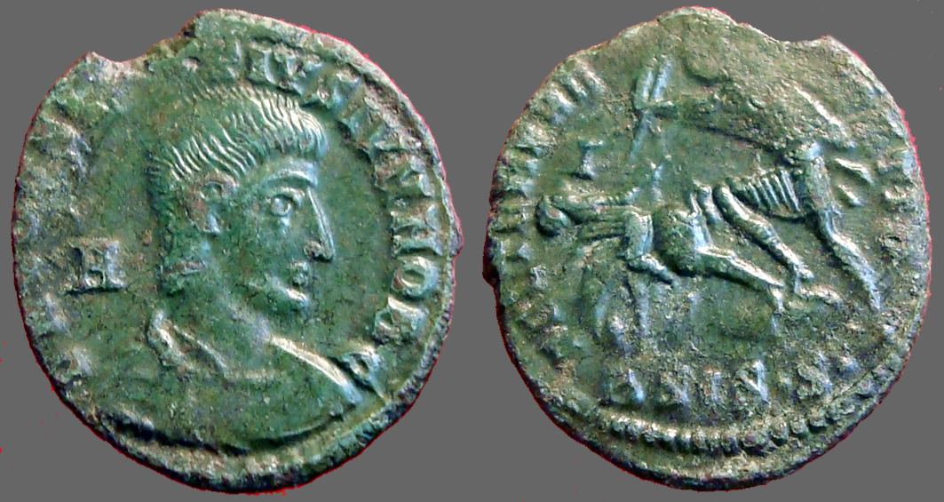 Constantius Gallus AE2 Soldier spearing fallen horseman. | Roman ...