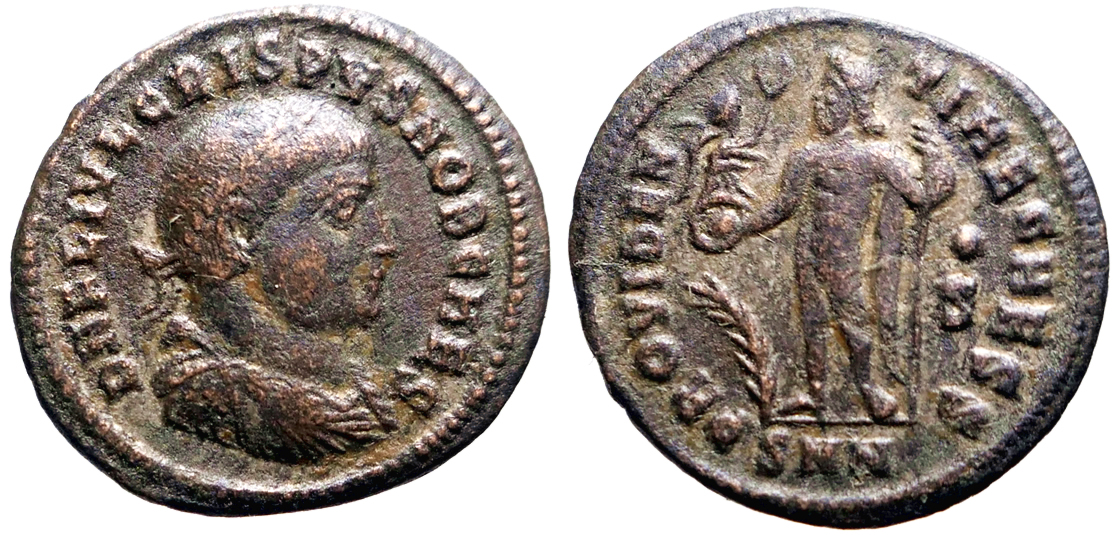 Crispus as Caesar AE19.5 Follis. Jupiter. Nicomedia | Roman Imperial Coins