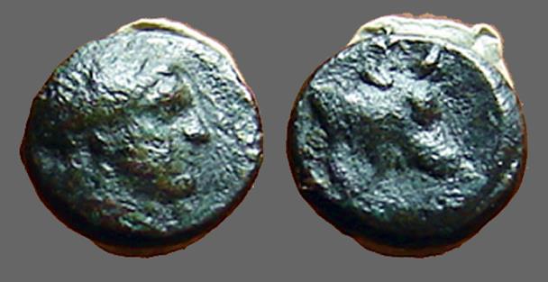 Pergamon, Mysia AE9 Apollo / Bull's head rt | Greek Coins