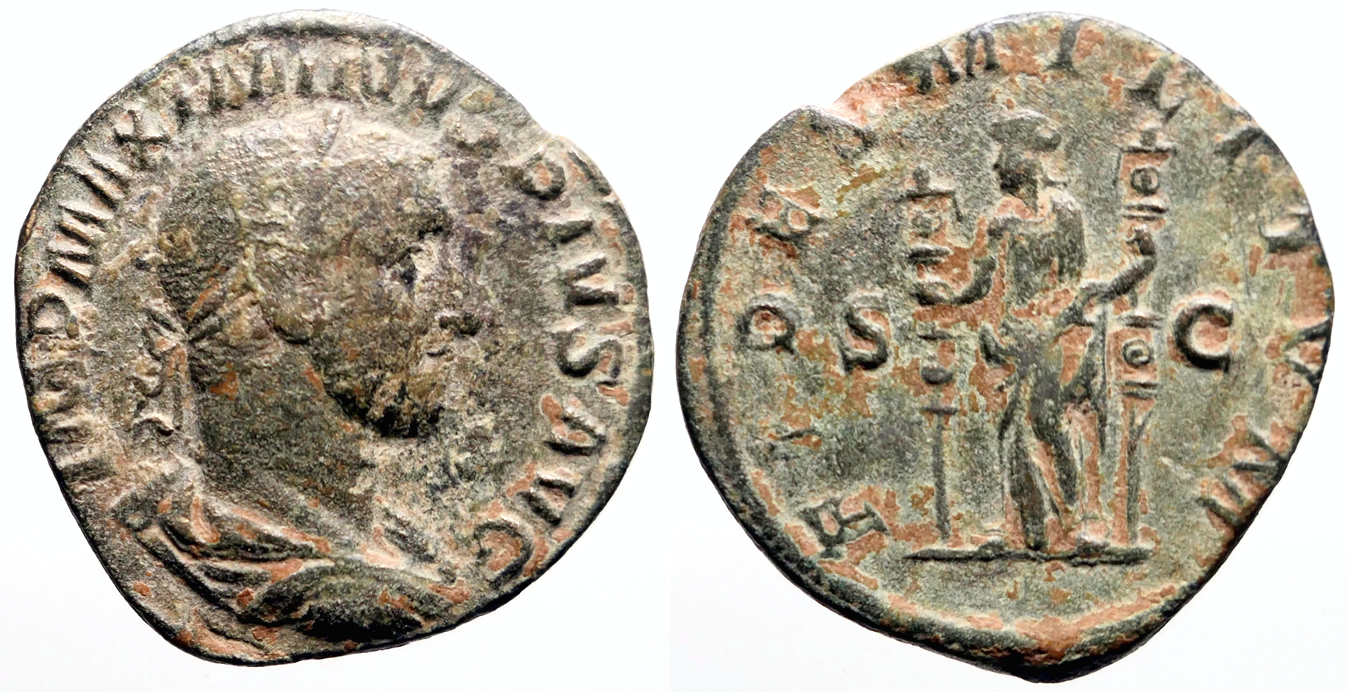 Maximinus I Thrax AE30 Sestertius. Fides w. standards. Rome | Roman ...