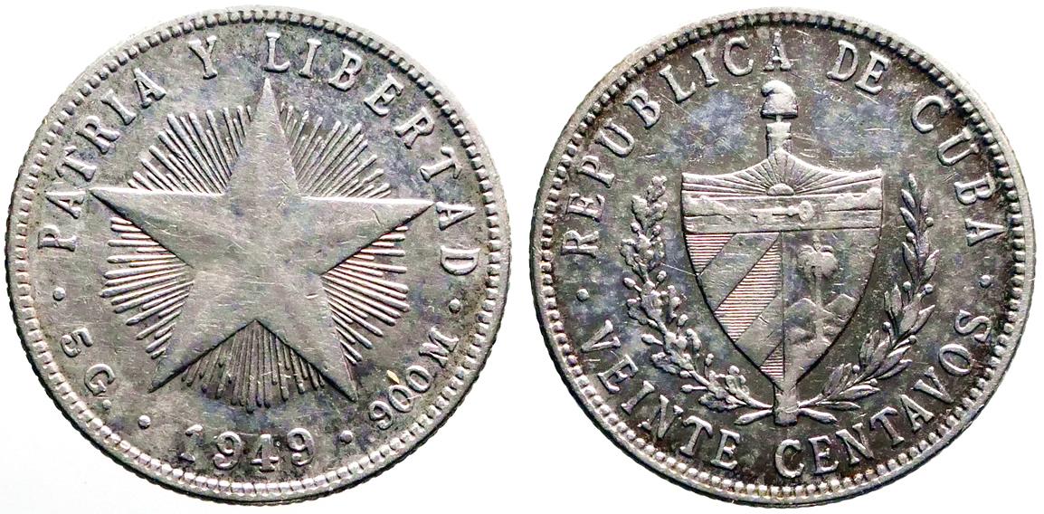 Cuba 1949 AR20 Centavos | North & Central American and Caribbean Coins