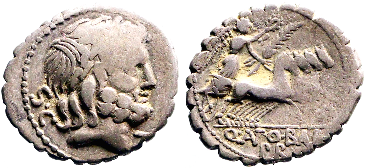 Roman Republic. Q. Antonius Balbus Serrate Denarius. Jupiter / Victory ...