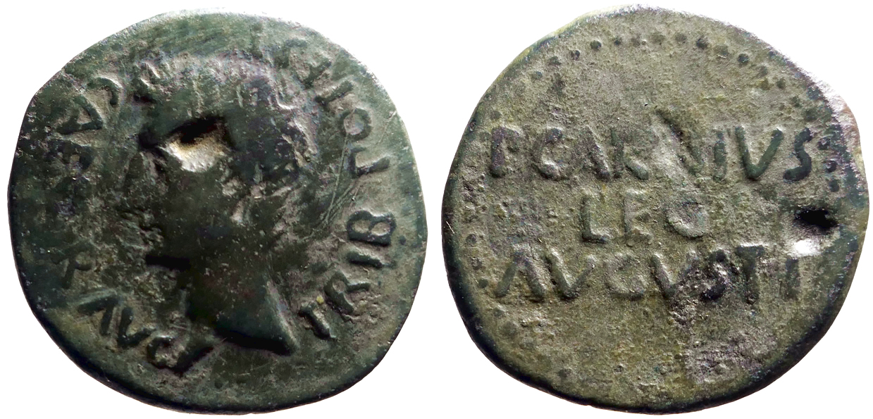 Augustus AE28 Emerita, Spain P. Carisius, legatus pro praetore