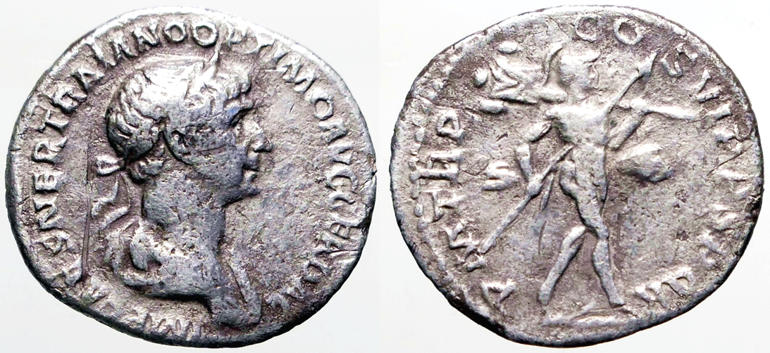 Trajan AR18 Denarius. Mars. Rome | Roman Imperial Coins