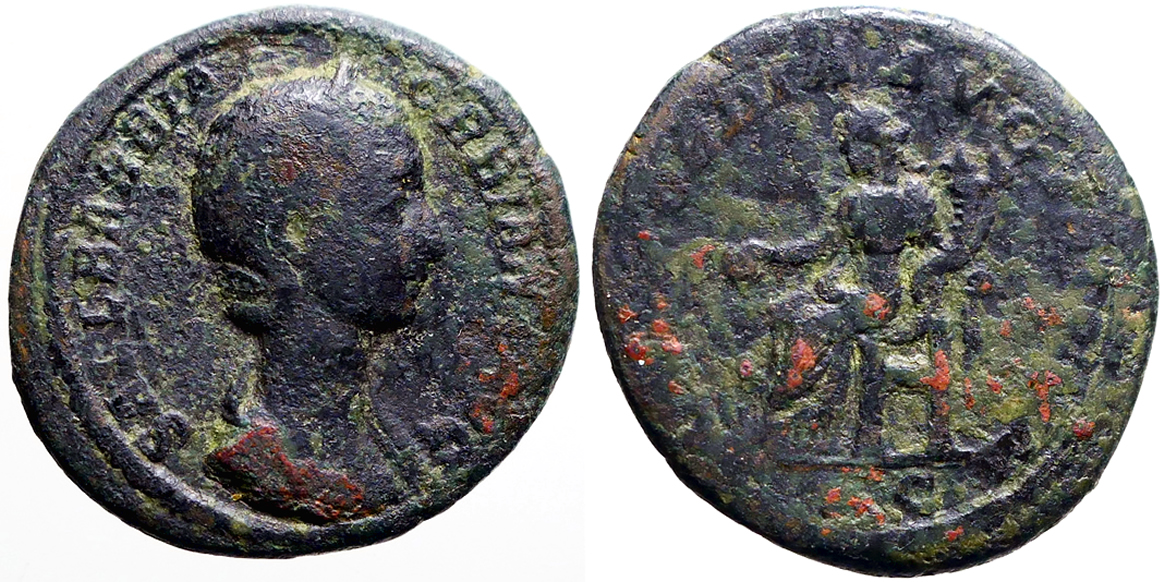 Orbiana AE27 as. Concordia seated left | Roman Imperial Coins