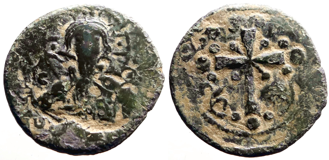 Nicephorus III AE24 follis. Bust of Christ facing / Latin Cross, ornamented