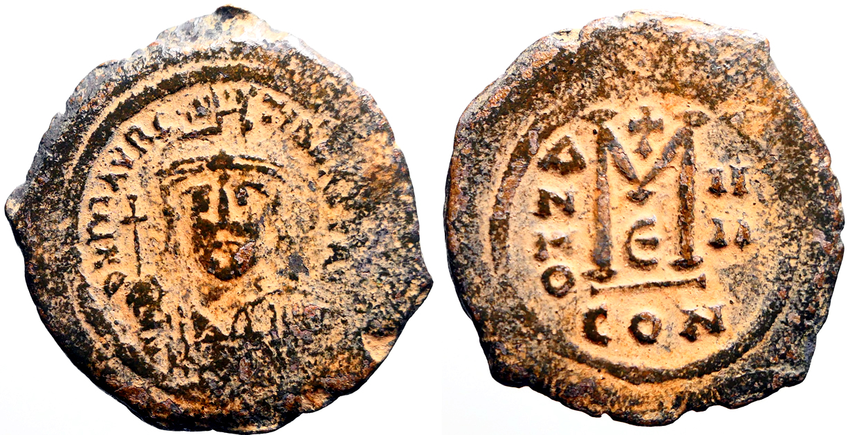 Maurice Tiberius AE32 Follis. Constantinople. year 4 | Byzantine Coins