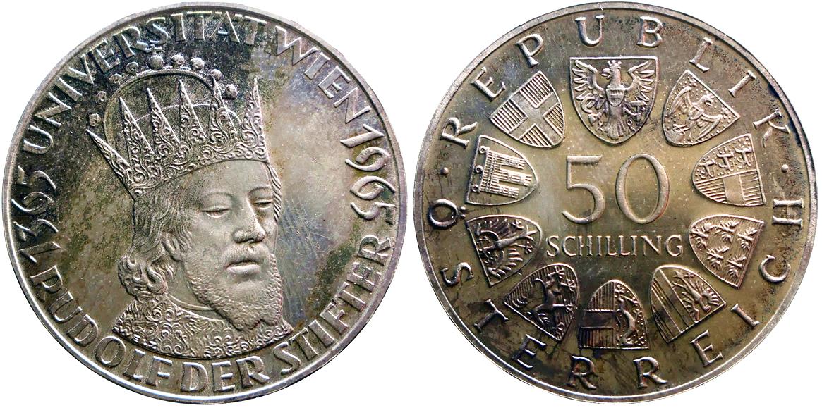 Austria 1965 50 Schilling AR35 | European Coins