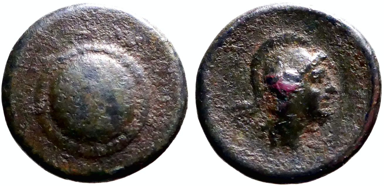 Pamphylia, Aspendos AE18 Shield / helmeted Athena | Greek Coins