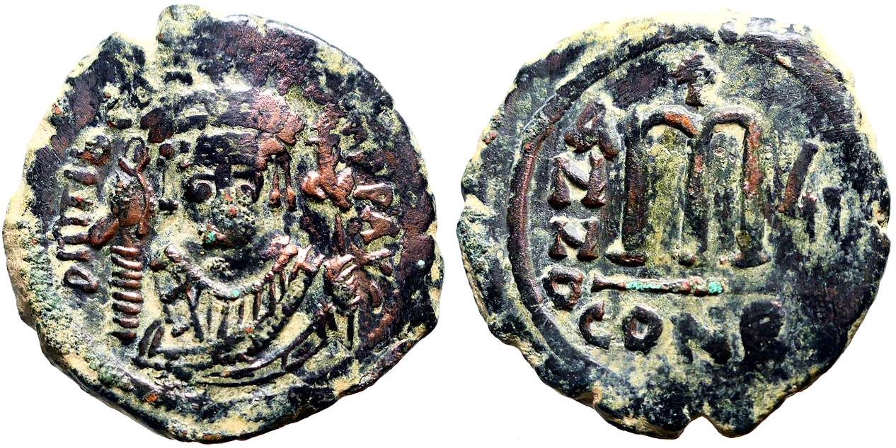 Tiberius II Constantine AE32 follis. Constantinople. year 6 | Byzantine ...