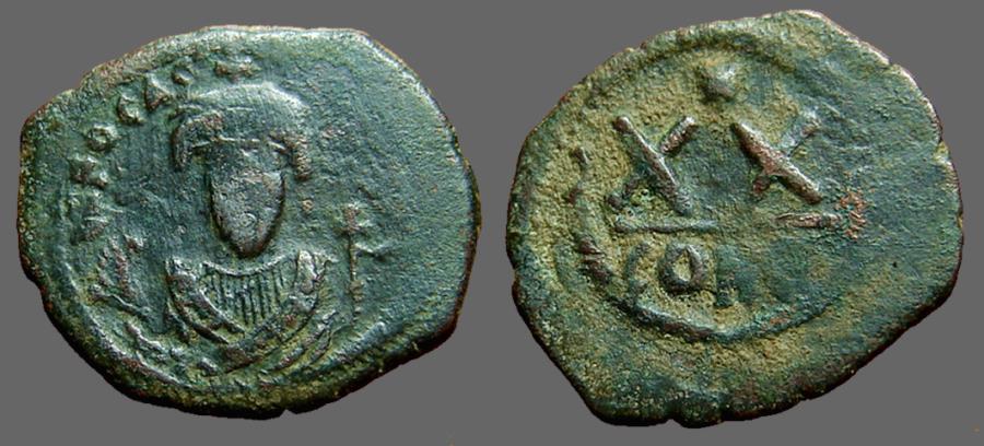 Phocas.AE20 Nummi XX. Constantinople | Byzantine Coins
