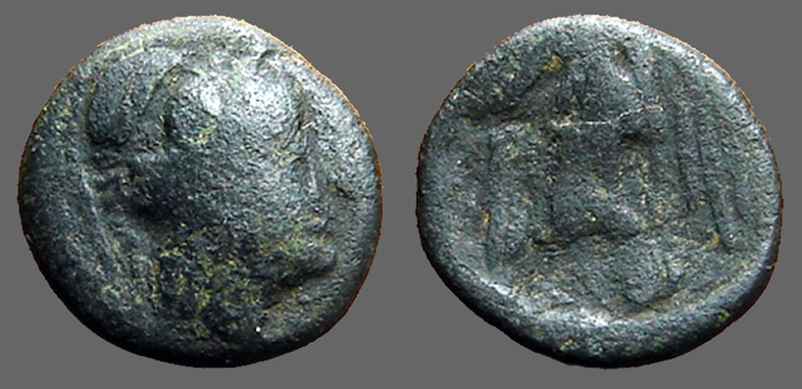 Aretas II AE16mm, Helmeted head of Athena right / Nike | Ancient ...