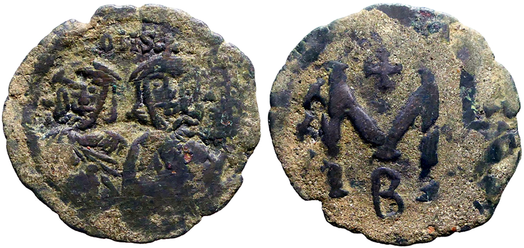 Leo III the Isaurian & Constantine V AE24 Follis. Constantinople